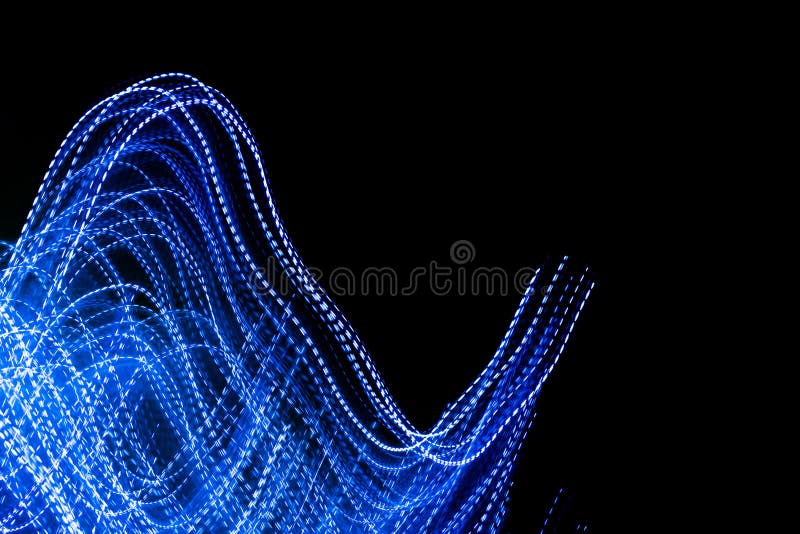Blue Dashed Lines of Lights on a Black Background Stock Image - Image ...