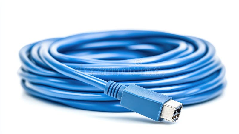 Blue Data Cable: Tightly Coiled for Connectivity Stock Photo - Image of ...