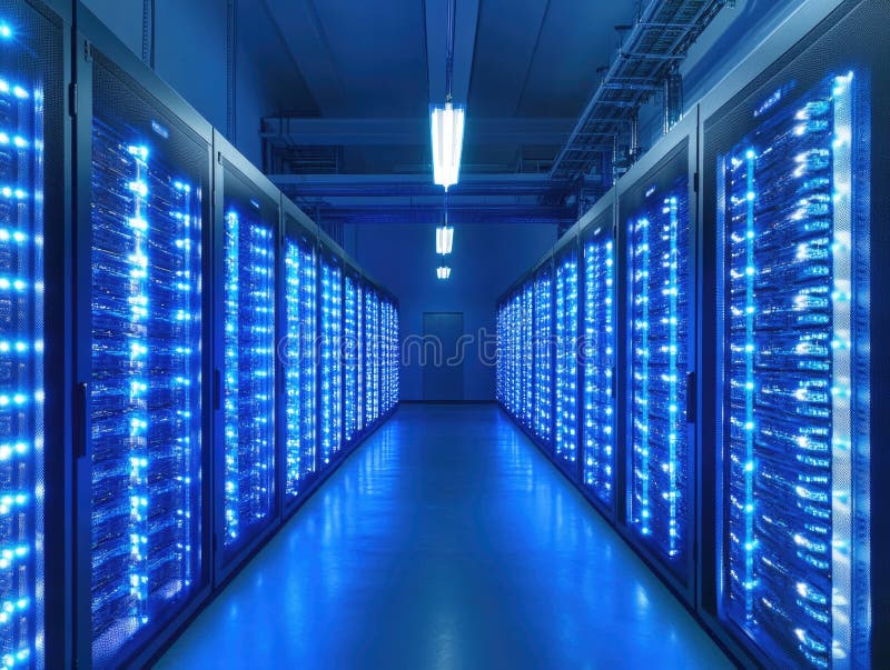 Blue Data Center Rows stock photo. Image of information - 367161610