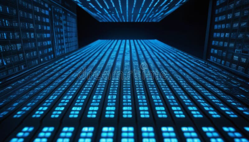 Blue Data Center Server Racks Stock Photo - Image of architecture ...