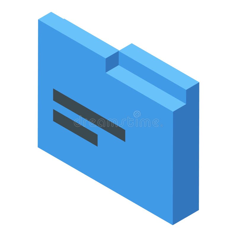 Blue Data Folder Presenting Storing Files and Information Isometric ...