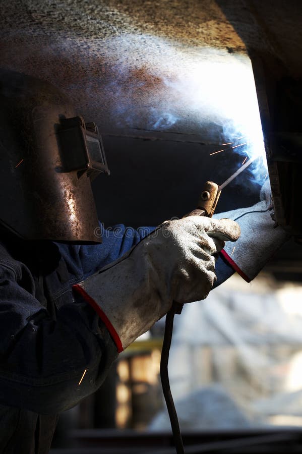 Blue weld stock photo. Image of safety, smoke, steel, business - 4992616