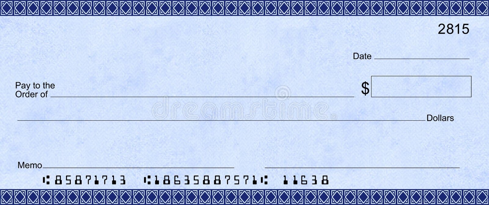 Large Blank Check - Blue Stripe Background Stock Vector - Illustration ...