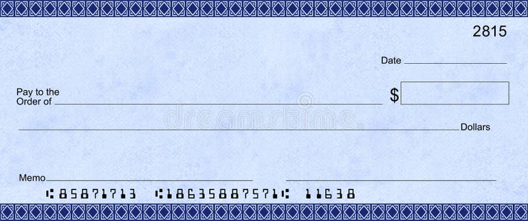 Blue Deco Check with False Account Numbers Stock Illustration ...