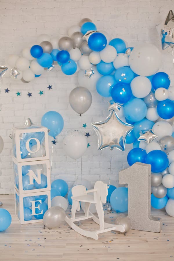 Blue Decor for First Birthday Stock Photo - Image of girl, decor: 192727024