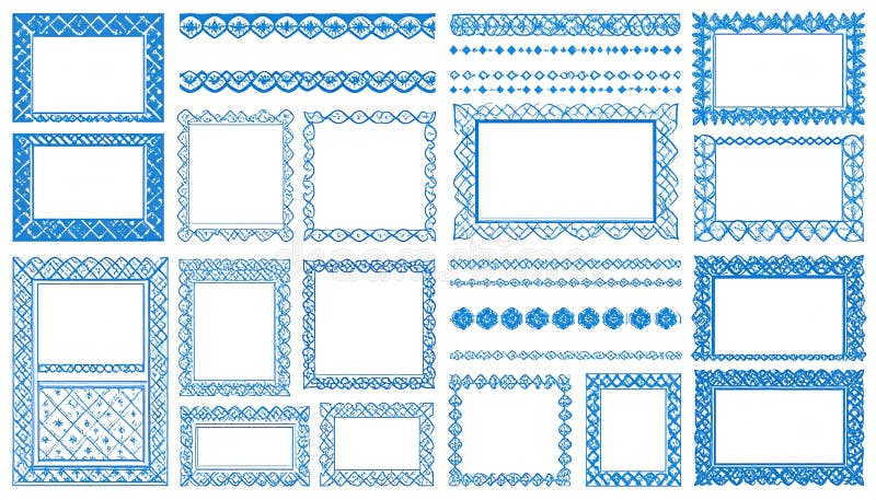 Blue Decorative Frames and Borders Stock Image - Image of frame, design ...