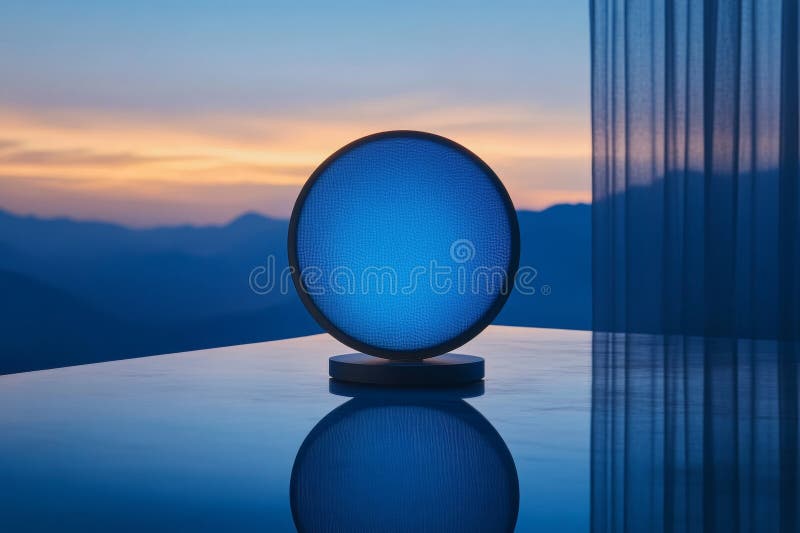 Decorative Blue Orb Casting Soft Light Reflective Surface Serene Indoor ...