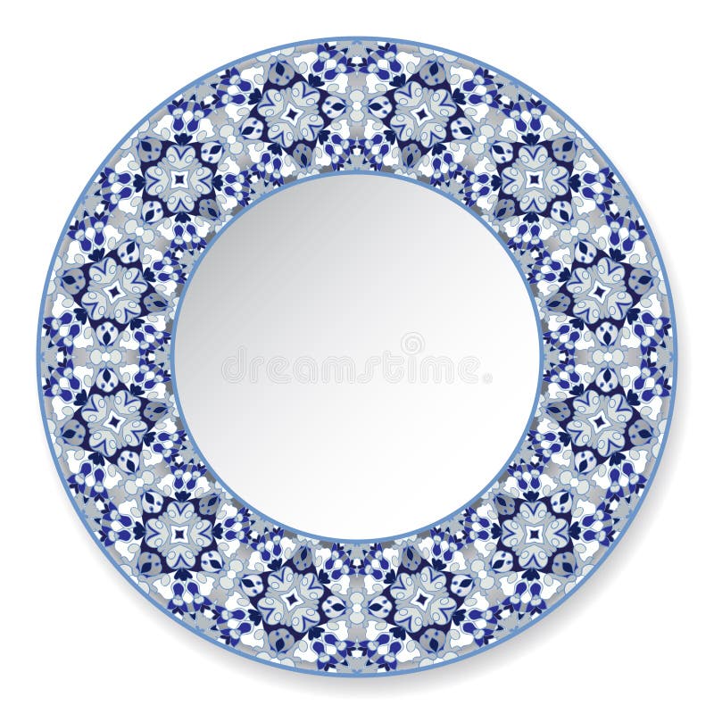 Blue Decorative Plate with Pattern. Stock Vector - Illustration of ...