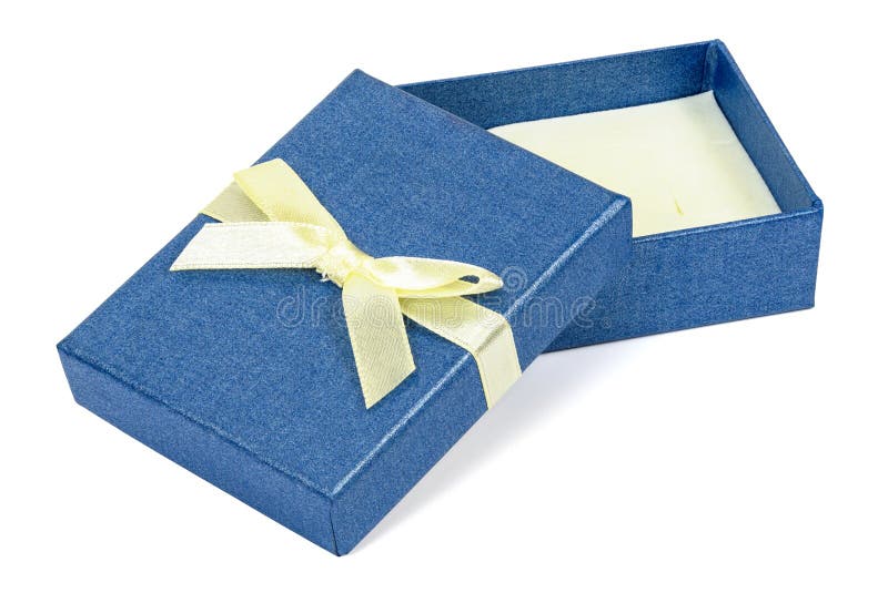 Blue Decorative Present Box with Yellow Ribbon Stock Photo - Image of ...
