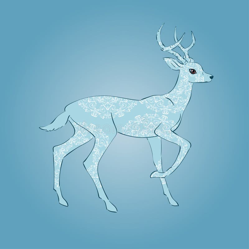 Blue deer stock vector. Illustration of vector, wood - 75792546