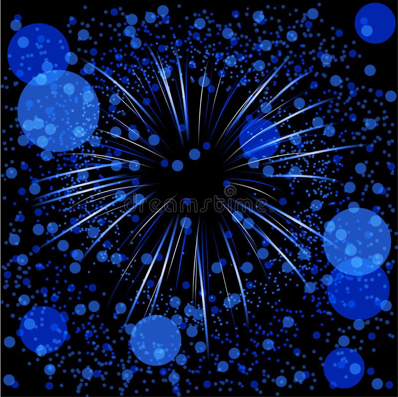 Blue defocused fireworks stock vector. Illustration of background ...