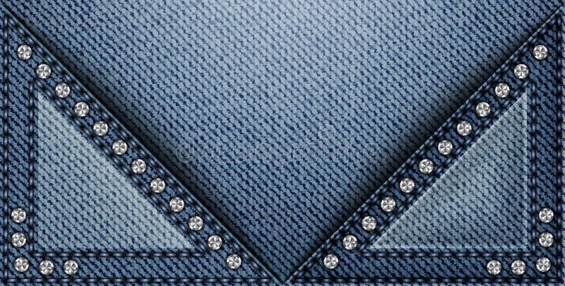 Blue Denim Banner with Triangle Elements with Stitches and Sequins ...