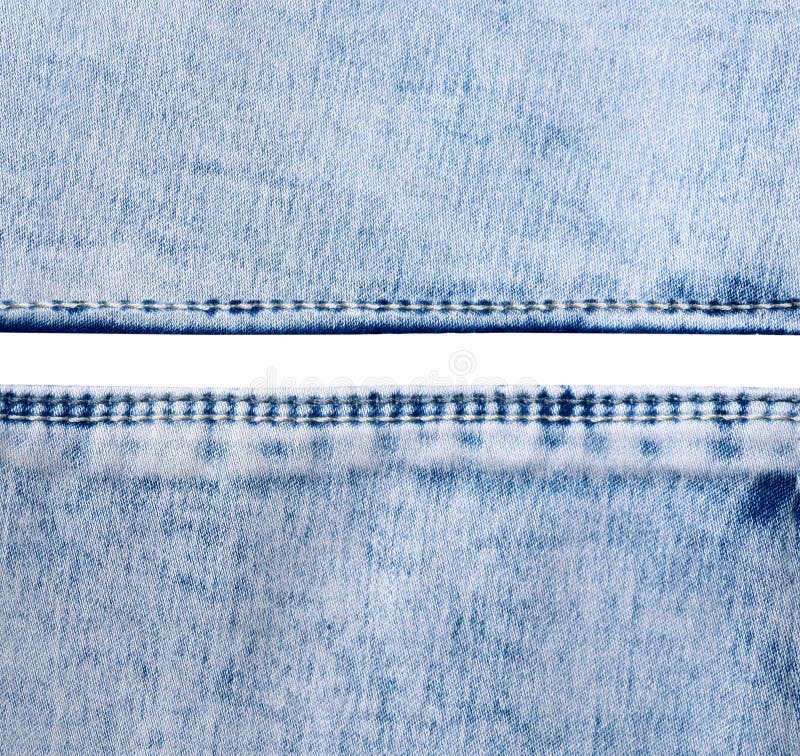 Blue Denim Borders with a Seam and Leather Label. Light Blue Color ...