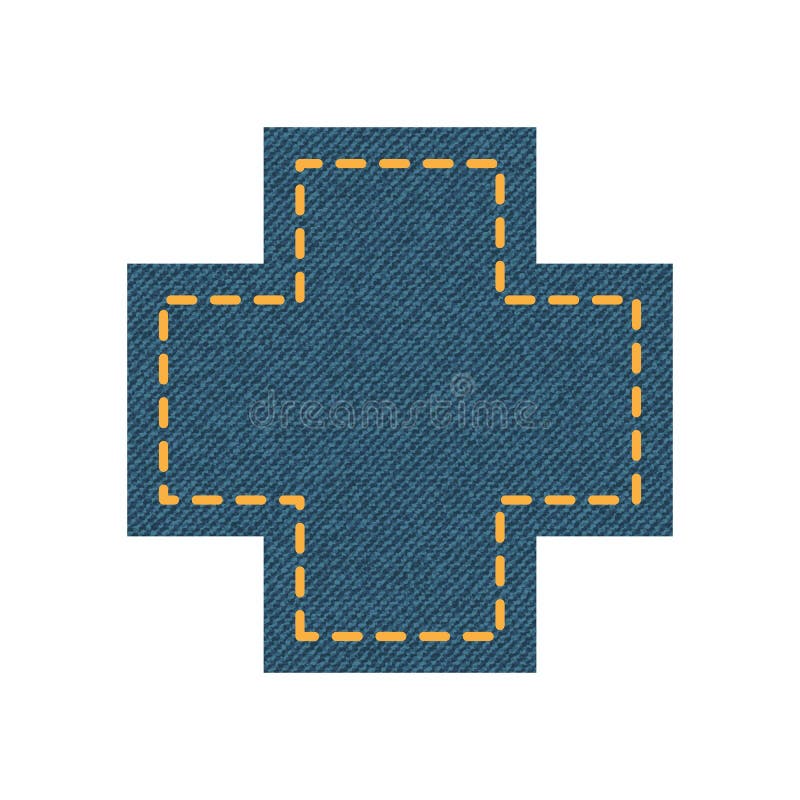 Blue Denim Design with Cross with Stitcher. Stock Vector - Illustration ...