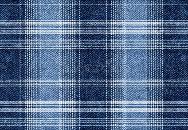 Blue Denim Plaid Fabric Texture Background Stock Illustration ...