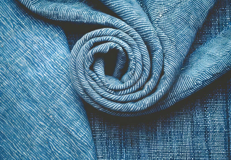Blue Denim Fabric Texture, Rolled Edge, Top View Stock Illustration ...