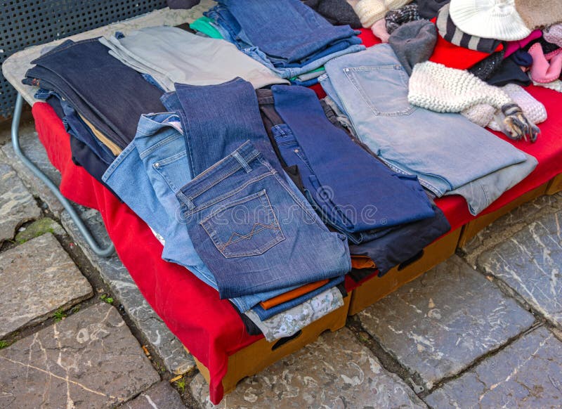 Blue Denim Jeans Pants stock image. Image of boxes, fashion - 261993055