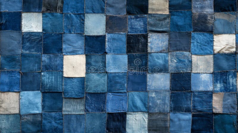 Blue Denim Patchwork Texture Background Stock Illustration ...