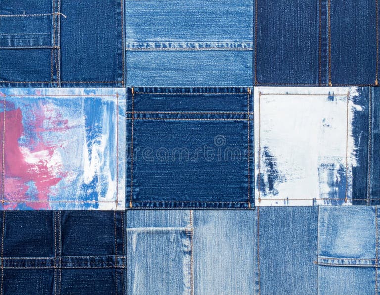 Blue Denim Patchwork Texture Background Stock Illustration ...
