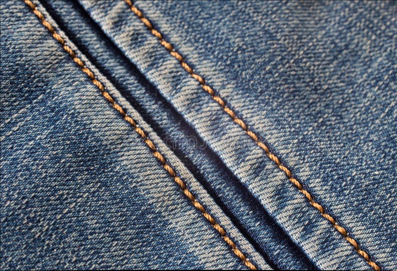 Blue Denim with Yellow Stitching Stock Photo - Image of craft, casual ...