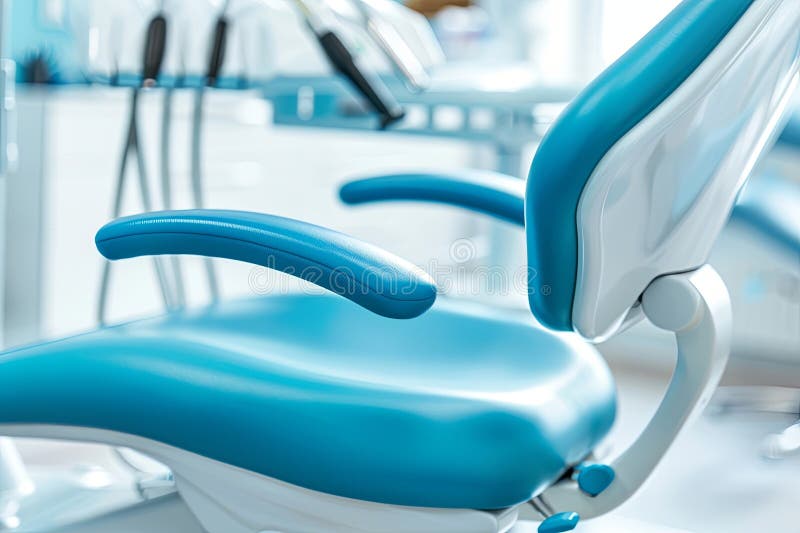 A Blue Dental Chair in Close-up Stock Image - Image of dental, patient ...