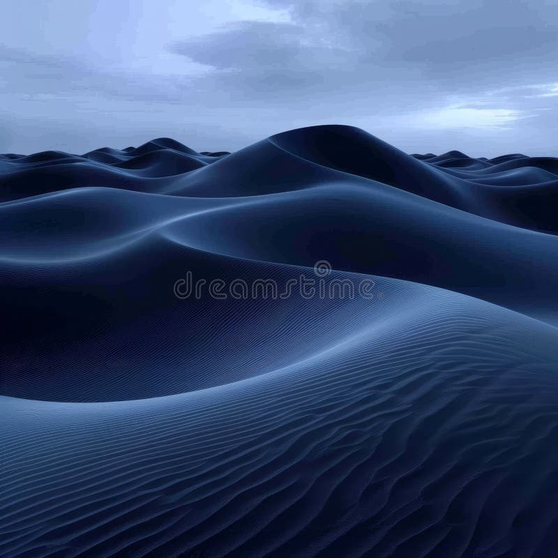Blue Desert Dunes Under a Moody Sky with Dramatic Clouds and Endless Sand Waves Stock Photo ...