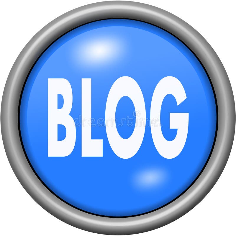 Blue Design Blog in Round 3D Button Stock Illustration - Illustration ...