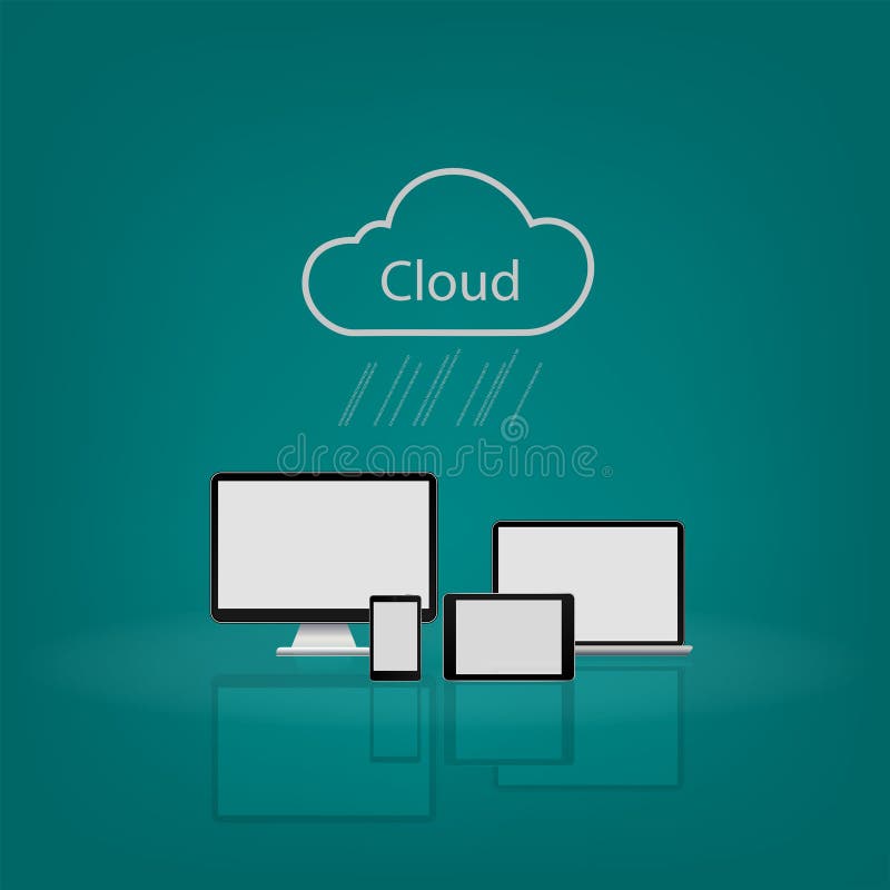 Blue design with computers stock vector. Illustration of computer ...