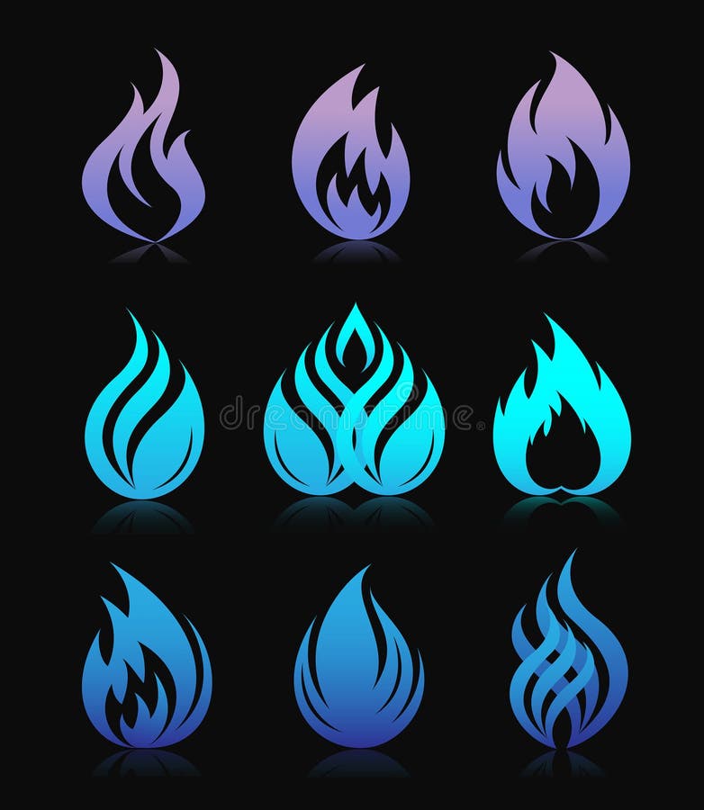 Flames - Set 1 - Blue stock vector. Illustration of cooking - 13906200