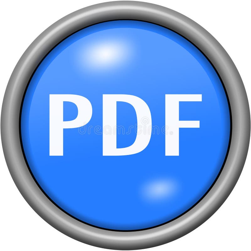 Blue Design PDF in Round 3D Button Stock Illustration - Illustration of ...
