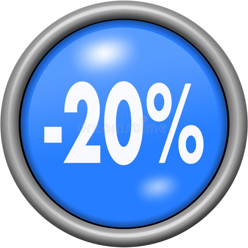 Blue Design 20 Percent in Round 3D Button Stock Illustration ...