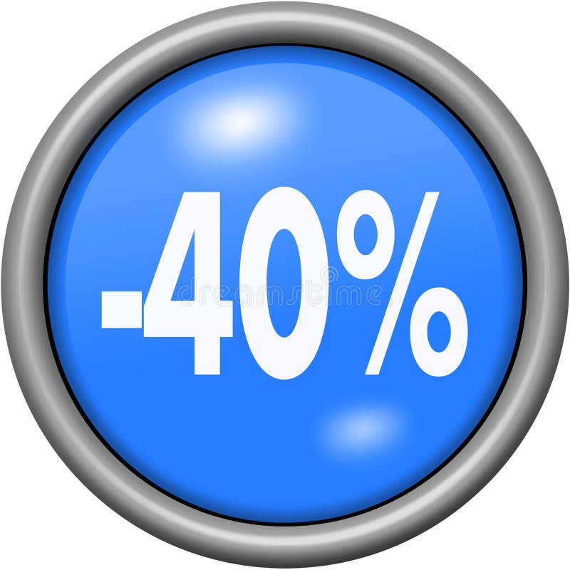 Blue Design 40 Percent in Round 3D Button Stock Illustration ...