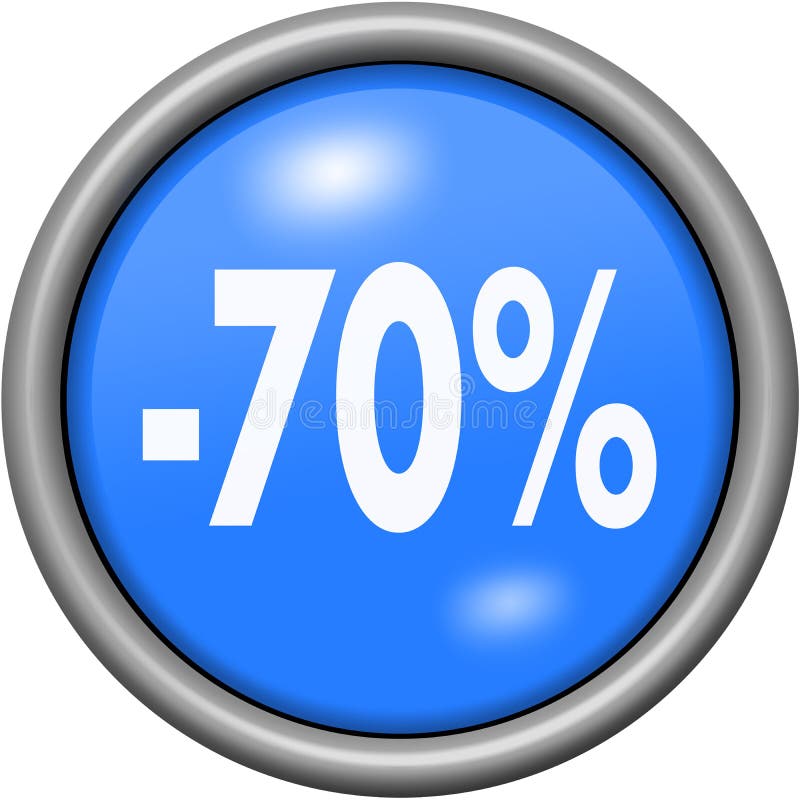 Blue Design 70 Percent in Round 3D Button Stock Illustration ...