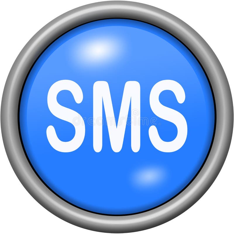 Blue Design SMS in Round 3D Button Stock Illustration - Illustration of ...