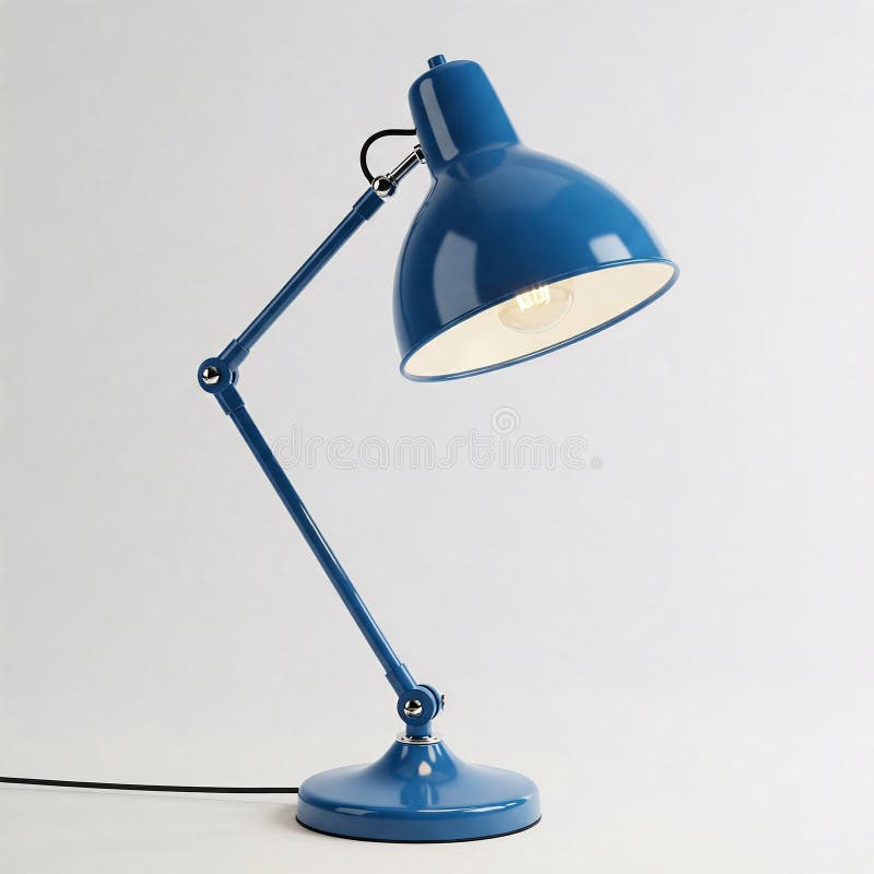 Blue Desk Lamp on a White Background. 3d Render Illustration Stock ...