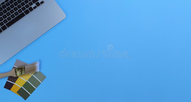 Blue Desktop with Architect Designer Tools Consisting of Paint Brush ...