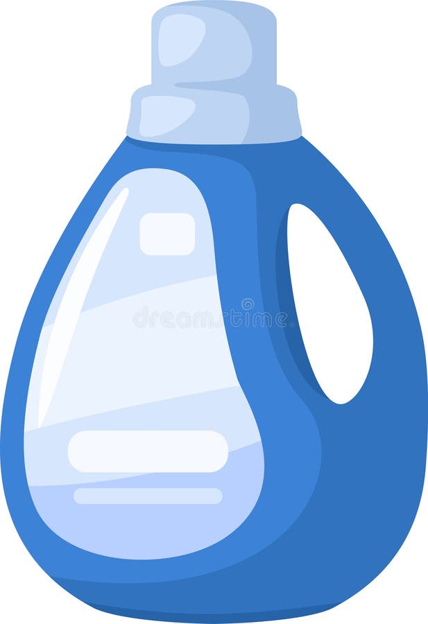 Blue Detergent Bottle Featuring a Blank Label and Measuring Cap ...