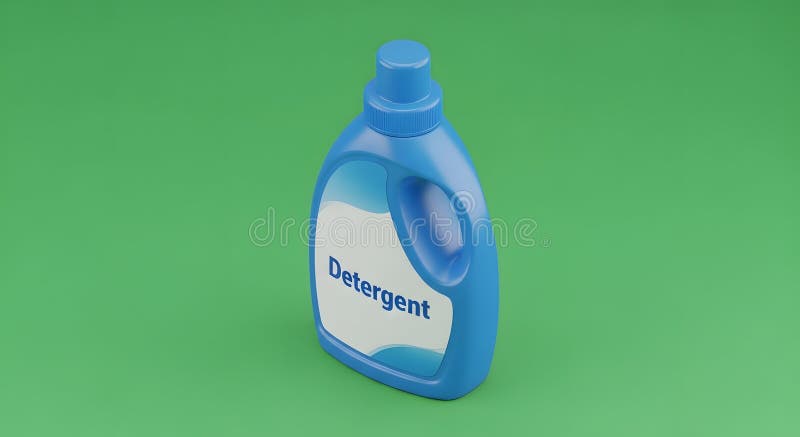 Blue Detergent Bottle Isolated on Green Background, Laundry Liquid ...
