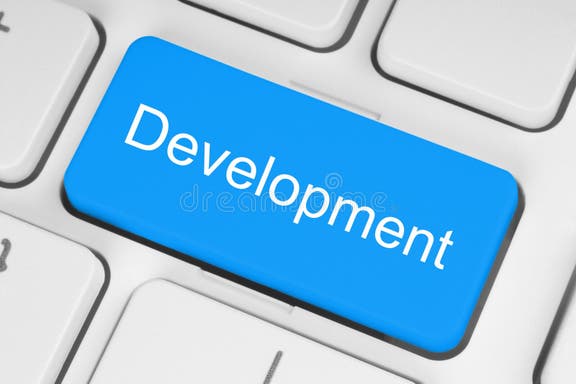 Blue development button stock image. Image of innovation - 28584321