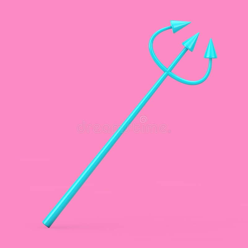 Blue Devil Halloween Day Celebration Trident or Pitchfork in Duotone ...