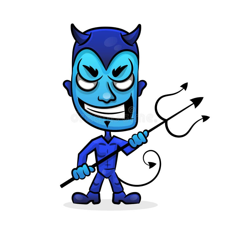 Cartoon Devil. Vector Illustration on a Brick Background of a Neon Icon ...