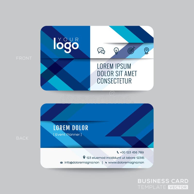 Blue Diagonal Line Business Card Design Stock Vector - Illustration of ...