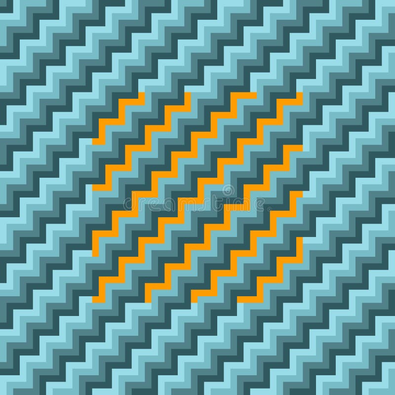 Blue Zig Zag Stripes with Orange Square in the Center Stock ...