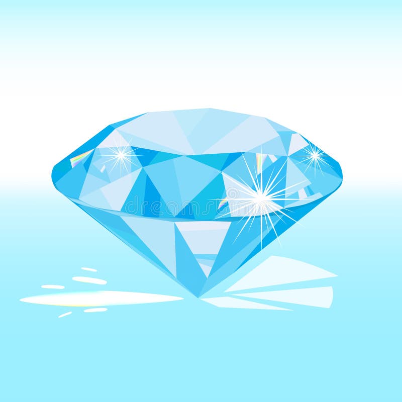 Blue diamond illustration stock vector. Illustration of reflection ...