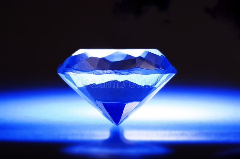 Shiny Blue Diamond on a Black Background Stock Photo - Image of ...