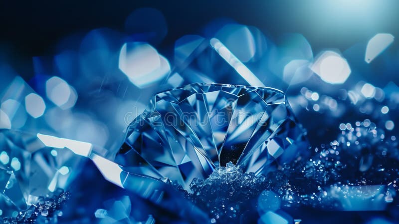 A Blue Diamond is on a Blue Background Stock Illustration ...