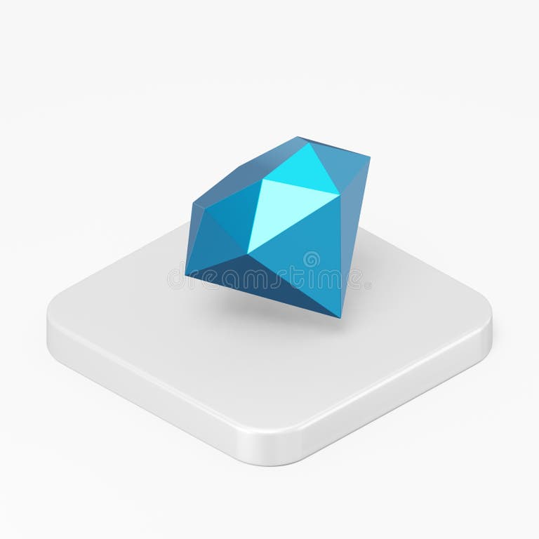 Blue Diamond Icon. 3d Rendering Square Button Key Isometric View, Interface Ui Ux Element Stock ...