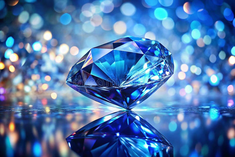 Blue Diamond Jewel, Studio, Sparkling Lights, Reflection Stock ...