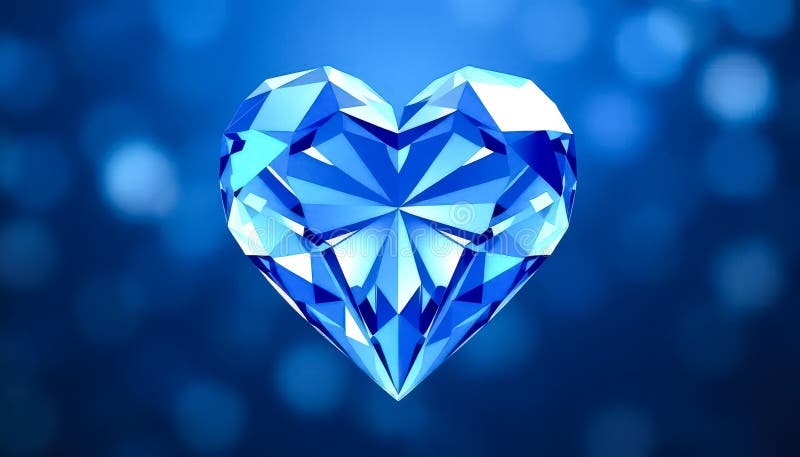 Blue Diamond Shaped Gemstone with a Heart Cut Out of it Stock Image ...