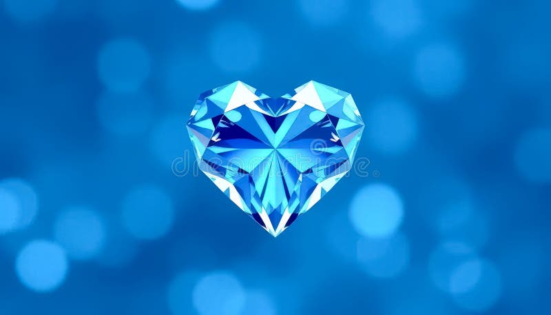 Blue Diamond Shaped Gemstone with a Heart Cut Out of it Stock Image ...